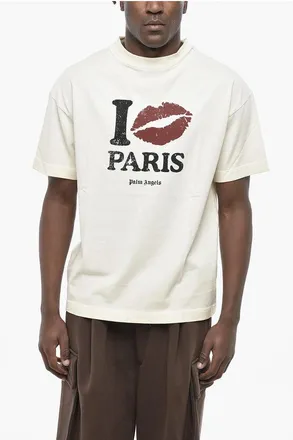 Palm Angels Cotton Crew Neck T-Shirt I LOVE PARIS size Xxl