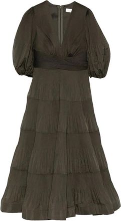 Zimmermann Femme, Robes, Vert, Taille: 38 FR Abito midi plissettato