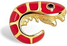 Singularu Boucle doreille Unique Crevette &Eacute;maill&eacute;e. Laiton avec Plaqu&eacute; Or 18Kt et &Eacute;mail. Fermoir en silicone plaqu&eacute; Or 18Kt. Bijoux pour Femme