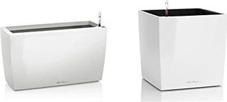 Lechuza Cararo Premium, Weiß, 18800 & Cube Premium 40, Weiß Hochglanz, Hochwertiger Kunststoff, Inkl. Bewässerungssystem, Herausnehmbarer Pflanzeinsatz, Für I