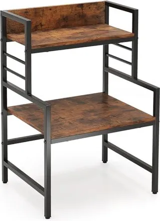 Giantex &Eacute;tag&egrave;re de rangement avec 2 &eacute;tag&egrave;res ouvertes, porte-objets pour cuisine avec pieds r&eacute;glables, dispositif anti-retournement, aspect industriel pour ch