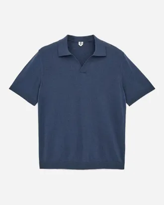 Arket Poloshirt Aus Baumwoll-Leinen -Blau