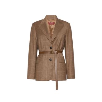 Max Mara Einreihiger Blazer mit G&uuml;rtel - - Jackets - Damen - Braun - M