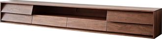 DELIFE TV-Board Eloi Akazie Braun 240x35 cm 2 Türen 2 Schubladen schwebend