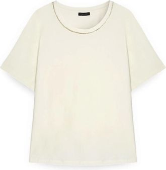 Fiorella Rubino Femme, Tops, Blanc, Taille: 40 FR T-shirt en coton avec appliqu&eacute;s lumineux