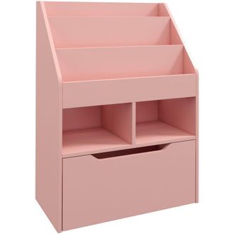 HOMCOM Homcom - Biblioth&egrave;que &eacute;tag&egrave;re multi-rangement 3 &eacute;tag&egrave;res 2 niches grand tiroir mdf rose