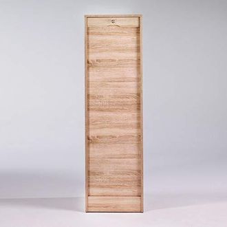 Simmob Classeur &agrave; Rideau 8 Tablettes 1 Kit Dossiers Serrure L 41,4 H 140,4 P 44 cm - Ch&ecirc;ne Naturel