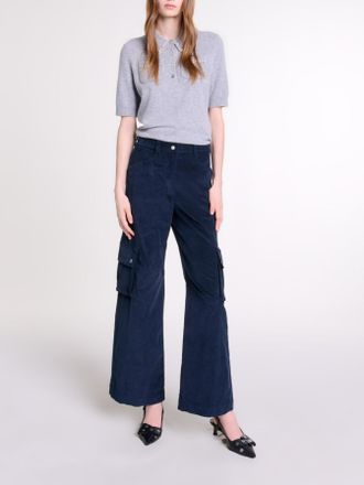 Maje Cargohose Aus Velours - Marineblau - Gr&ouml;&szlig;e 32 - Maje