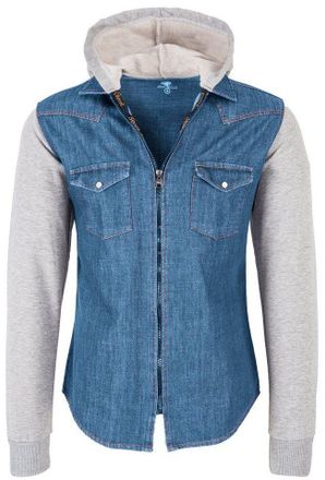 Rock Creek Jeansjacke Herren Jeanshemd mit Kapuze