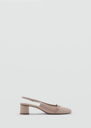 Mango Chaussures &agrave; talon en cuir verni avec brides &agrave; boucle &eacute;cru - Femme - 35 - MANGO