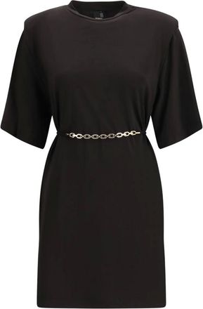Pinko Pinko, Femme, Robes, Noir, Taille: 36 FR Allie Robe Courte avec &Eacute;paules Structur&eacute;es et Cha&icirc;ne