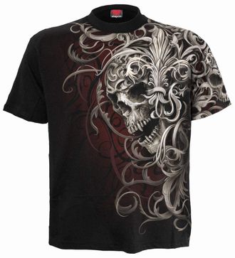 Spiral Skull Shoulder Wrap - Allover T-Shirt Schwarz - S