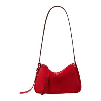 Tory Burch Femme, Sacs, Rouge, Taille: ONE Size Romy Suede Pick Stitch Small Shoulder Bag