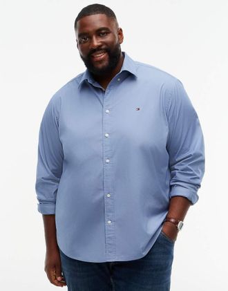 Tommy Hilfiger Plus TH Flex Hemd im Regular Fit mit Button-down-Kragen in Brisk Blue-Blau