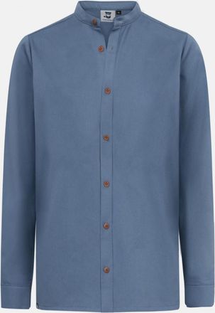 Hanseheld Stehkragen-Hemd Herren Jeans-Blau Baumwolle GOT