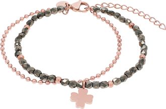 Tom Tailor Tom Tailor Armband f&uuml;r Damen, Edelstahl, mit Glas, 16+4 cm, rosefarben, Kleeblatt, Geschenkidee, Armschmuck, Damenschmuck, 2100639