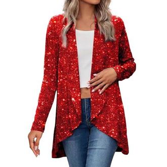 Generic Cardigan scintillant pour femme avec paillettes scintillantes veste femme - manteau irr&eacute;gulier l&eacute;ger classique polyvalent ouvert devant cardigan &agrave; pai