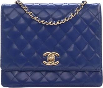Chanel Pre-owned Vintage Quilted Patent Leather Crossbody - Femme - Pre-owned - Bleu - Taille: ONE Size