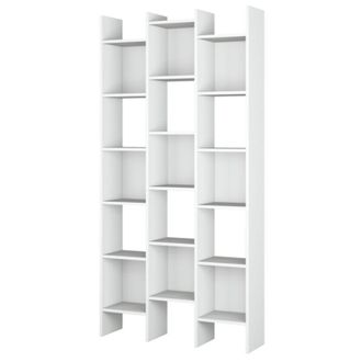 HOGAR 24 Buchhandlung Rockford, B&uuml;cherregal mit 18 Regalen, Regal mit quadratischen F&auml;chern, Modernes B&uuml;roregal, cm 96x29h192, Wei&szlig;