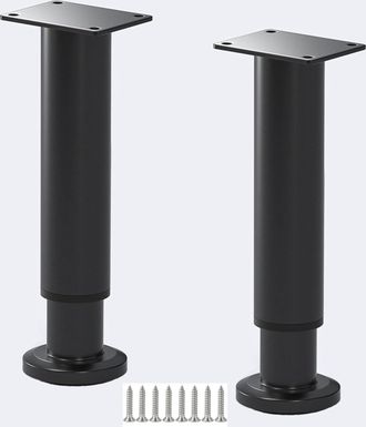 Generic Verstellbare M&ouml;belf&uuml;&szlig;e, 2er-Set Metallf&uuml;&szlig;e F&uuml;r Kommoden, Schreibtische Und Regale - Robuste Ersatzf&uuml;&szlig;e Mit Rutschfester Unterseite(Schwarz,25-42cm)