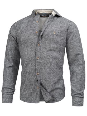 Indicode Herren INNiell Hemd mit Brusttasche und Button-Down-Kragen | Herrenhemd Männerhemd Black, XXL