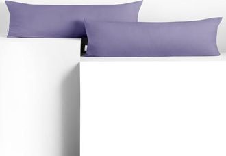 Decoking 2 Kissenbezüge 20x120 cm Jersey 100% gekämmte Baumwolle Reißverschluss Lavendel Amber