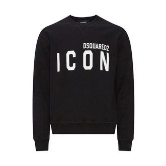 Dsquared2 Homme, Sweatshirts et sweats &agrave; capuche, Noir, Taille: L Sweat col rond Icon - Coton