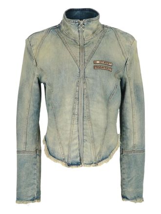 Off-white veste en jean &agrave; bords francs - Bleu