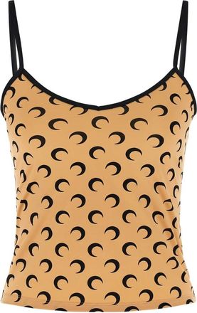 Marine Serre Femme, Tops, Beige, Taille: 38 FR Moon Printed Jersey Straps Top