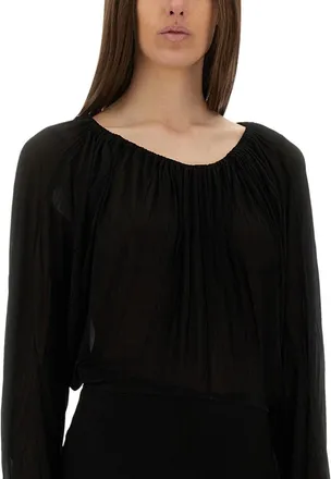 Rick Owens Draped Cupro Blouse - Black