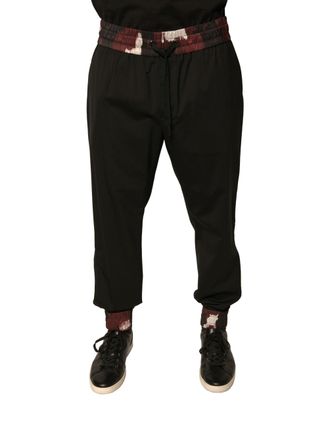 Dolce & Gabbana Mens Black Camouflage Wool Jogger Sweatpants Pants