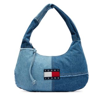 Tommy Jeans Handtasche Tommy Jeans Tjw Denim Patchwork Shoulder Bag AW0AW18471 Blau
