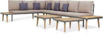 vidaXL Vidaxl - Salon de jardin 7 places avec coussins Acacia solide Marron