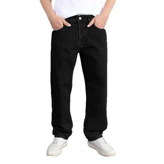 Generic Jean Homme Jeans Homme Jean Homme Regular Toutes Les Saisons Grande Taille Ample Taille Haute - Coupe Droite Stretch Longue Oversized, Id&eacute;al Hommes Co