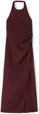 Motivi Femme, Robes, Violet, Taille: 40 FR Robe longue en m&eacute;lange de lin avec drap&eacute;