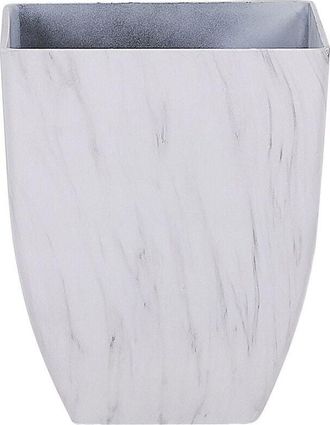 Beliani Pot de Fleurs Cache-pot Carré 35 x 35 x 42 cm en Mélange de Pierre Effet Marbre Blanc Idéal pour Extérieur et Intérieur Glamour et Moderne Beliani