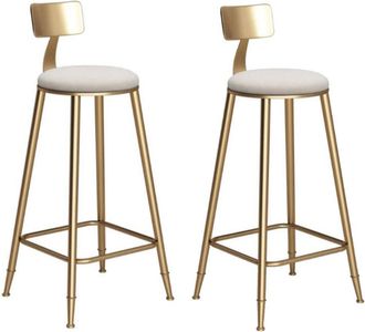 Generic 30-Zoll-Barhocker aus goldfarbenem Schmiedeeisen - Pflegeleichtes PU-Leder, hitzebest&auml;ndiger Barhocker f&uuml;r K&uuml;chentheken, langlebig, f&uuml;r den privaten u