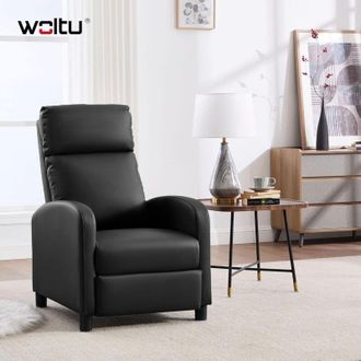 Woltu Woltu - Fauteuil Relax Canap&eacute; avec Appui-t&ecirc;te, Dossier et Repose-Pieds R&eacute;glables, Assise Rembourr&eacute;e, pu, Noir