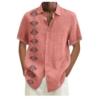 Generic Uwdiohq Ventes Flash en Cours Et Soldes Chemise Homme Manches Courtes XL Hommes Chemisette Blanche Coton Hawaienne Rouge Lin Polo &Eacute;t&eacute; Viscose Blouse D