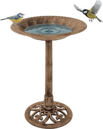Pure Garden 50-LG1074 Wetterfeste Vogeltränke mit Vintage Resin Vogeltränke Antik Design Bronze