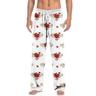 Generic Pantalon de pyjama pour homme - Jambes droites - Jambes larges - Pantalon de pyjama en flanelle - Pantalon de d&eacute;tente - Pantalon de Saint-Valentin - V