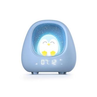 Bigben Veilleuse R&eacute;veil Enfant Pingouin, Lumineux et Musical, Sons Apaisants et Bruits Blancs, Lumi&egrave;re R&eacute;glable au Toucher, Minuterie et Batterie Rechargeabl