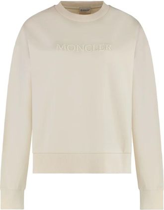 Moncler Femme, Sweatshirts et sweats &agrave; capuche, Beige, Taille: 40 FR Sweat &agrave; capuche avec logo brod&eacute;