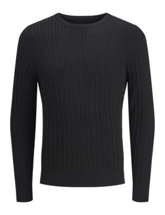Jack & Jones Jjeemil Knit Cable Crew Neck Noos, Noir, XL Homme