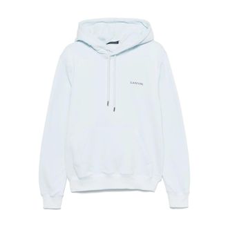 Lanvin Blauer Kapuzenpullover mit Logo-Stickerei - - Sweatshirts & Hoodies - Herren - Blau - S