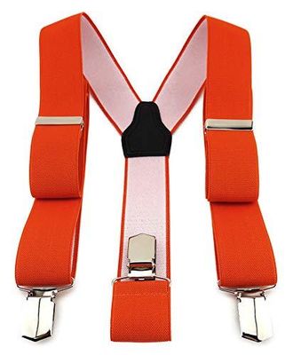 TigerTie Bretelles unisexes en forme de Y avec 3 clips extra solides - Couleur unie - Finitions de qualit&eacute; - Largeur : 35 mm - Orange - Taille Unique