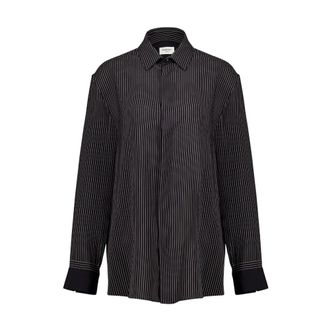 Saint Laurent Schwarze Seidenstreifen Langarmhemd - - Blouses & Shirts - Damen - Schwarzk - L
