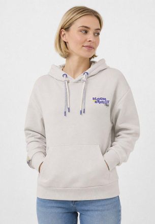 Eight2Nine Hoodie Blumenmotiv Kapuze Elastikb&uuml;ndchen f&uuml;r Damen (1-tlg) Markante R&uuml;ckengrafik, Kontrastkordeln, Formgebende Abschl&uuml;sse