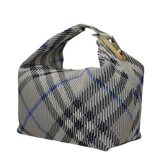 Burberry Womens Check Patterned Polyamide Shoulder Bag Gray