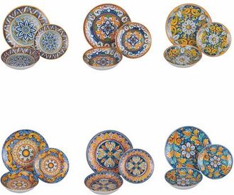 Villa D'Este Home Tivoli Service de vaisselle 18 pi&egrave;ces en porcelaine, 6 places de table diff&eacute;rentes, La Tradition